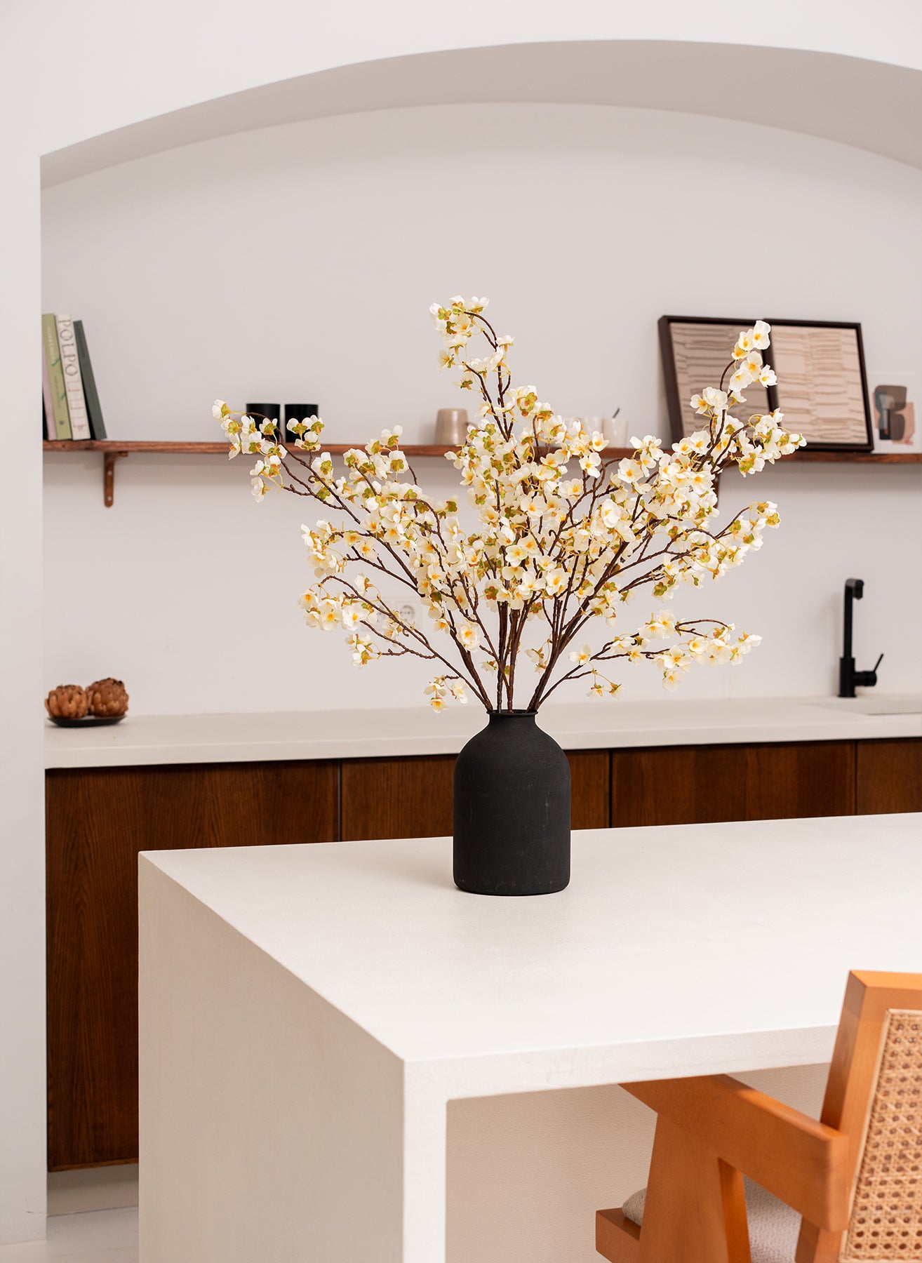 Zijden Bloesem Boeket - Kunstbloemen boeket- Bloesem Wit 80cm – Azin