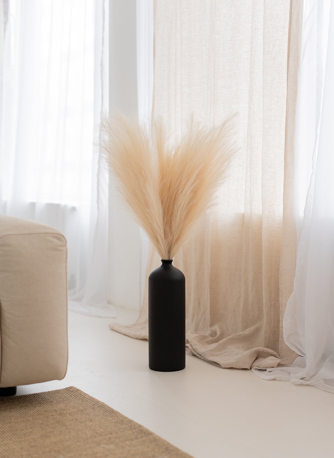 Pampasgras - Kunstpampas - Fluffy Pluimen Groot - Beige 110 cm – Azin